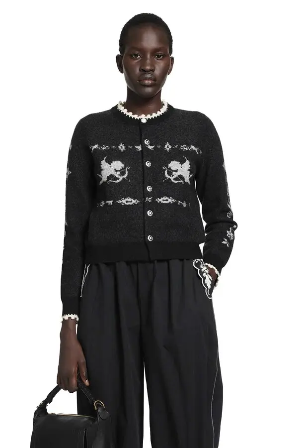RENLI SU Romantic Angel Jacquard Wool Cardigan