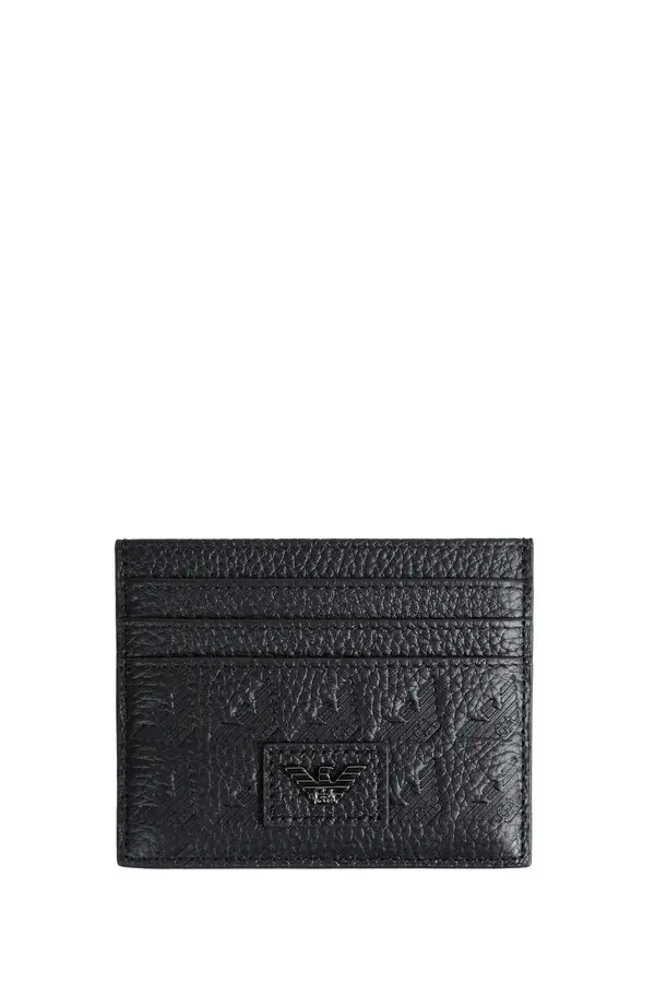 Emporio Armani Embossed Eagle Card Holder - Black