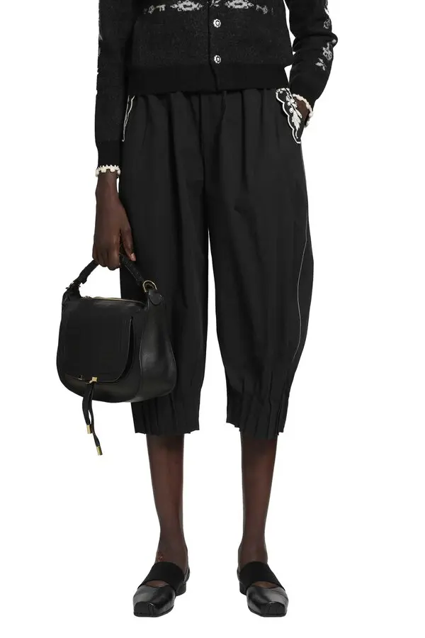 RENLI SU Cropped Barrel Trousers With Floral Embroidery