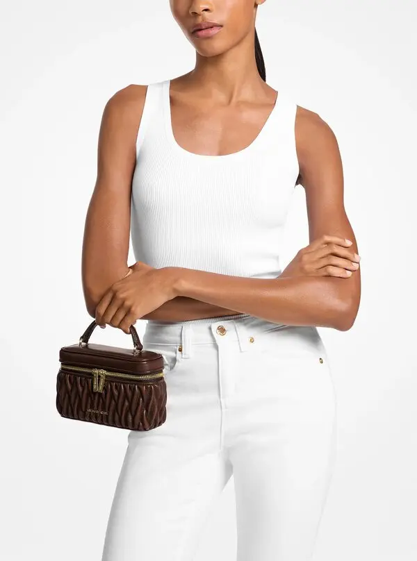 Michael Kors Vivi Small Matelassé Burnished Vanity Crossbody Bag