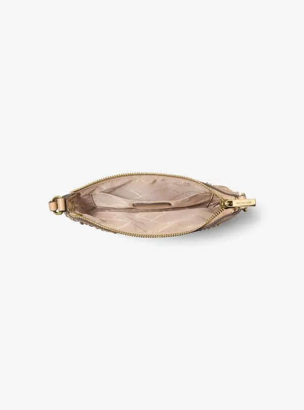 Michael Kors Studded Fringed Polyester Microsuede Wristlet