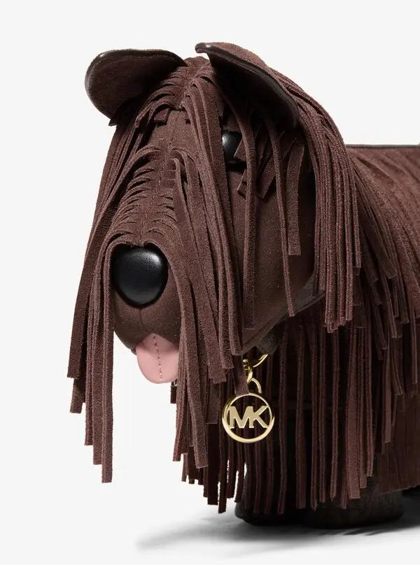 Michael Kors Scottie Dog Small Suede Shoulder Bag