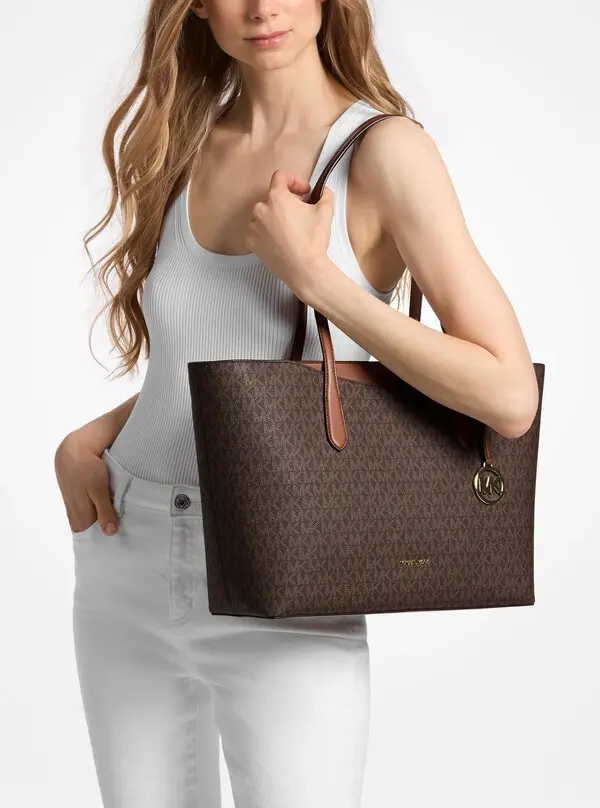 Michael Kors Arden Large Signature Logo Tote Bag - Brown
