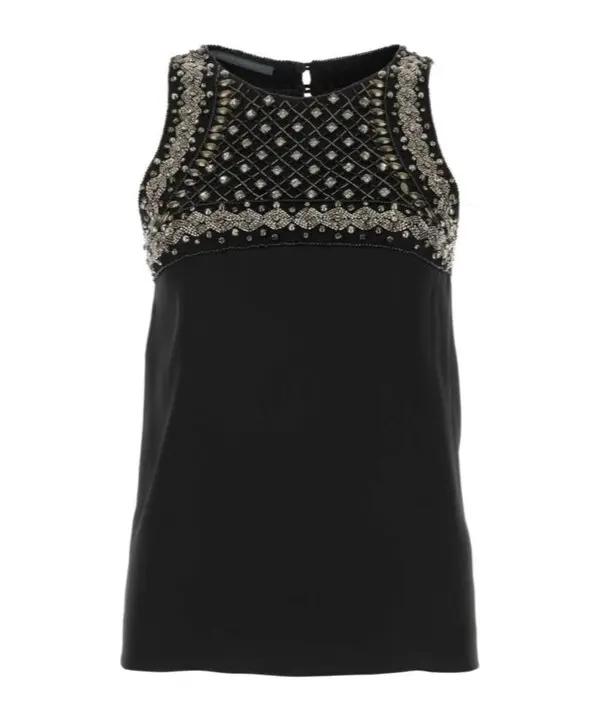 Alberta Ferretti Bead-embellishment Crewneck Sleeveless Blouse