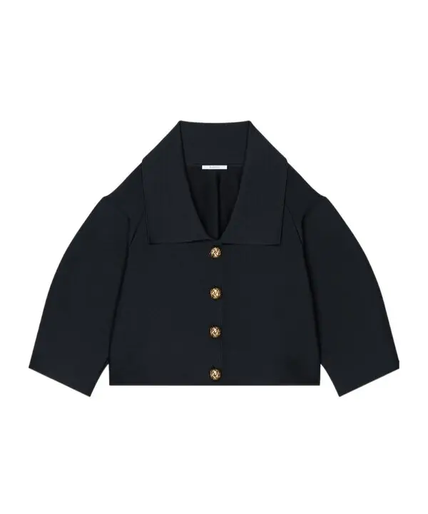 Givenchy Cropped Cocoon Jacket In Compact Knit - Black