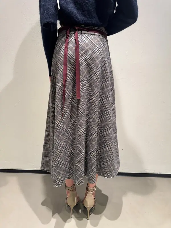Max Mara Plaid Midi Skirt