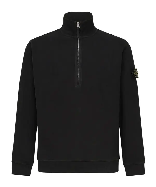 Stone Island Logo Patch Half-zipped Sweatshirt