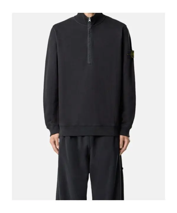 Stone Island Logo Patch Half-zipped Sweatshirt