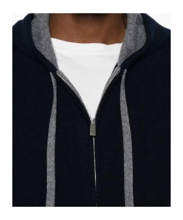 Fedeli Zip-up Drawstring Knitted Hoodie