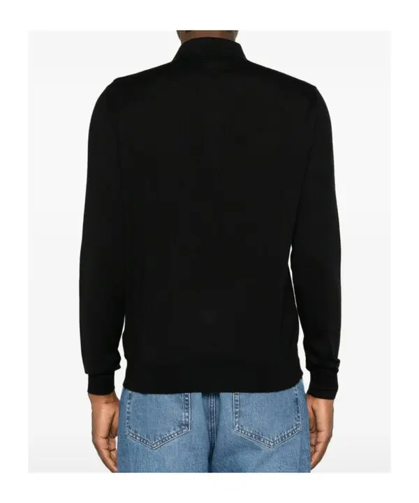 Fedeli Long-sleeve Polo Sweater - Black