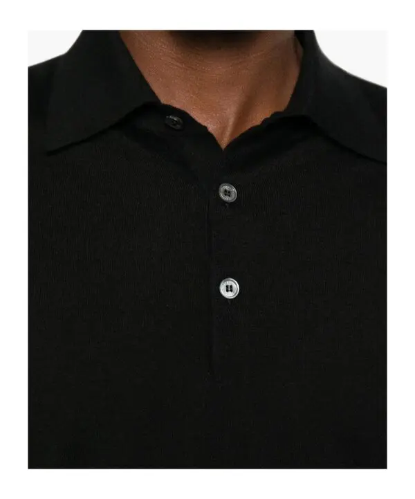 Fedeli Long-sleeve Polo Sweater - Black