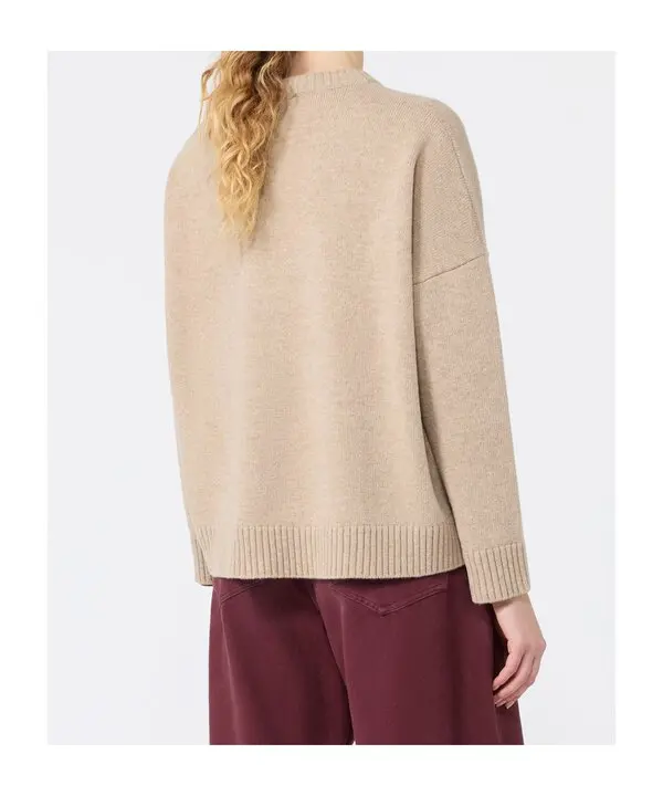 Max Mara Loose Jumper In Wool Jacquard Sand