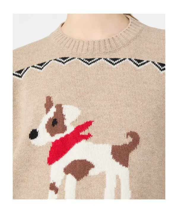 Max Mara Loose Jumper In Wool Jacquard Sand