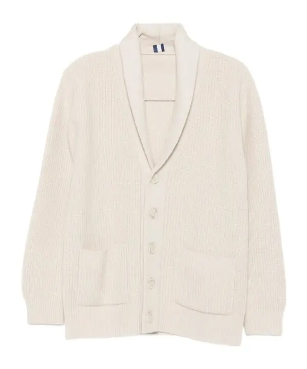Fedeli Ribbed-knit Shawl-collar Cardigan - Cream
