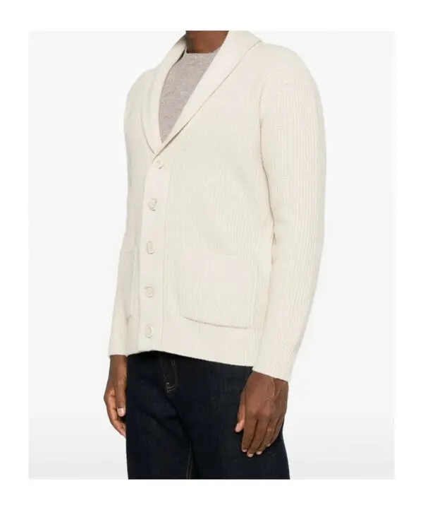 Fedeli Ribbed-knit Shawl-collar Cardigan