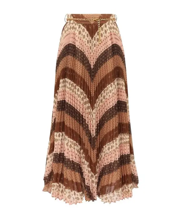 Zimmermann Sunray Pleated Skirt - Chevron Chocolate