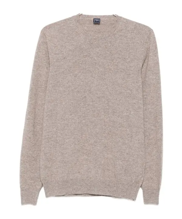 Fedeli Fine Knit Crew Neck Long Sleeve Sweater - Taupe