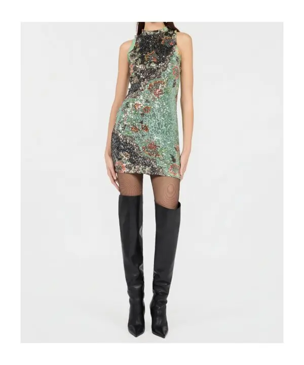 Roberto Cavalli Sequin-embellished Floral-print Mini Dress