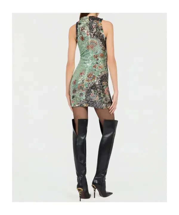 Roberto Cavalli Sequin-embellished Floral-print Mini Dress