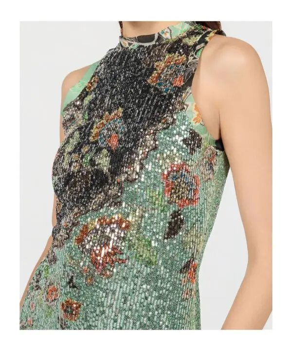 Roberto Cavalli Sequin-embellished Floral-print Mini Dress