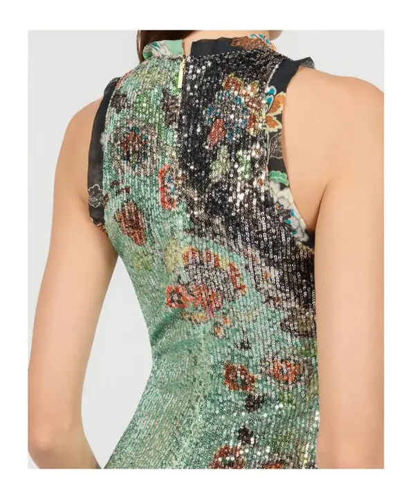 Roberto Cavalli Sequin-embellished Floral-print Mini Dress