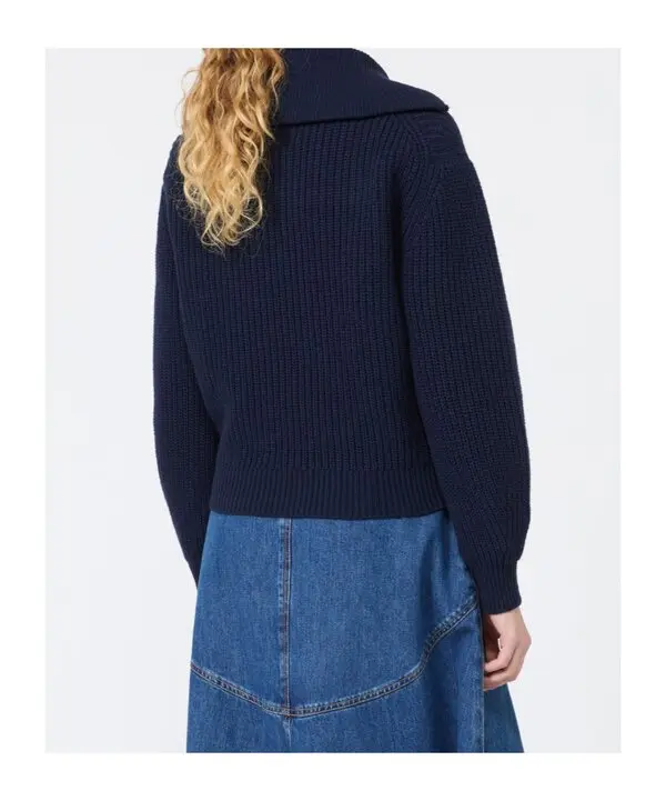 Max Mara Wool Zip-up Roll-neck Jumper Navy