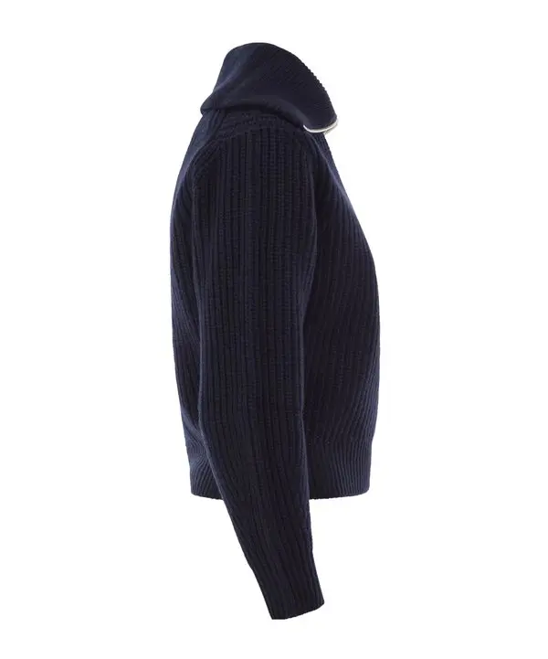 Max Mara Knitted Jumper With Half-zip - Navy Blue