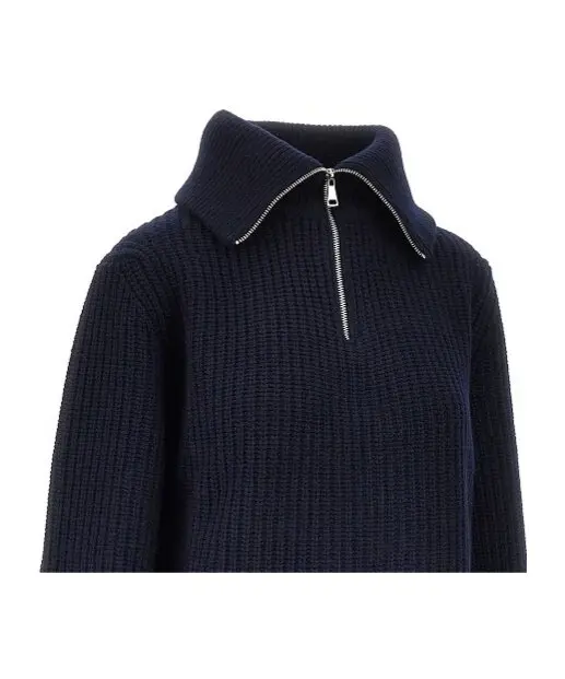 Max Mara Knitted Jumper With Half-zip - Navy Blue