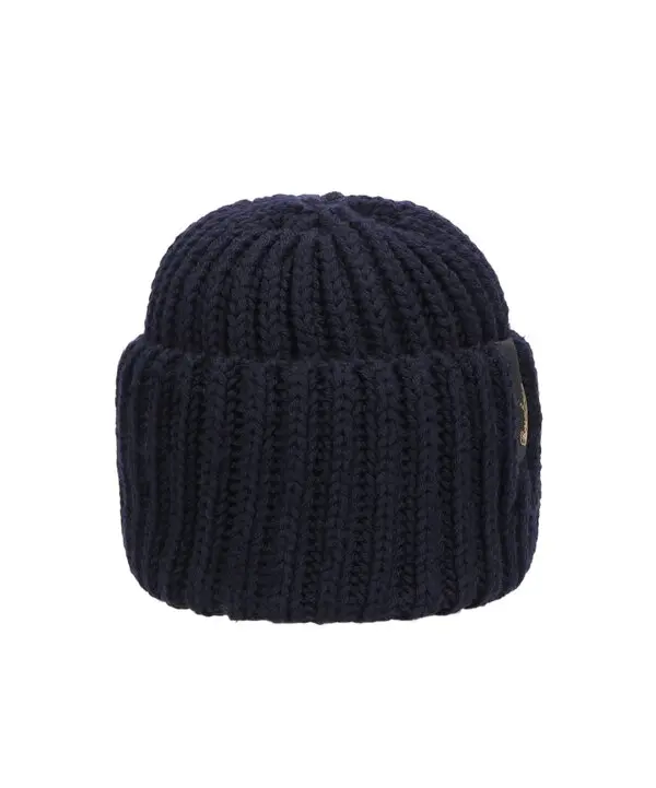 Borsalino Logo Patch Ribbed Knitted Beanie