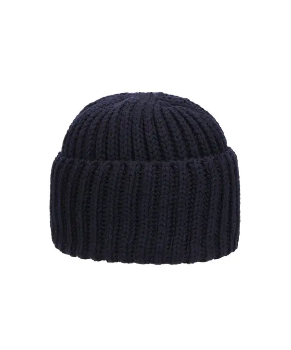 Borsalino Logo Patch Ribbed Knitted Beanie