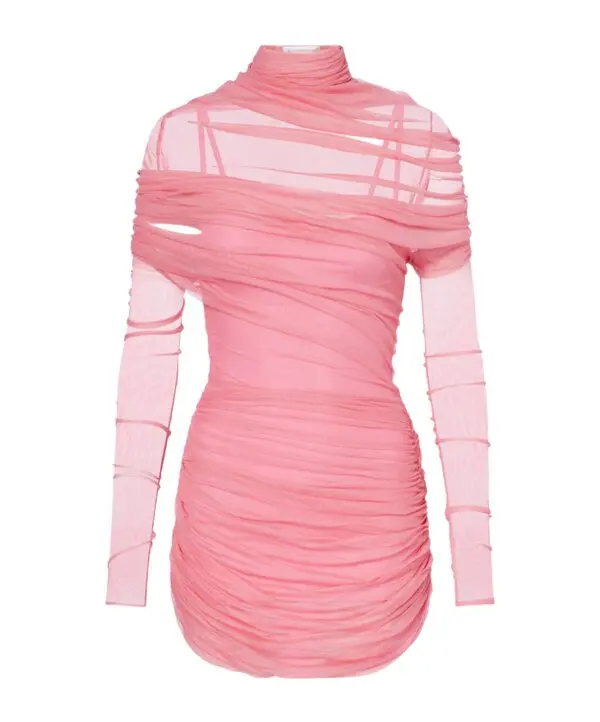 Christopher Esber Christo Ruched Sheer Silk Minidress
