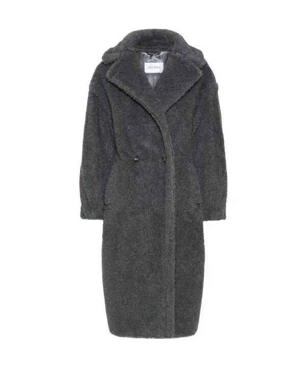 Max Mara Teddy Bear Icon Coat In Wool And Alpaca Dark Grey