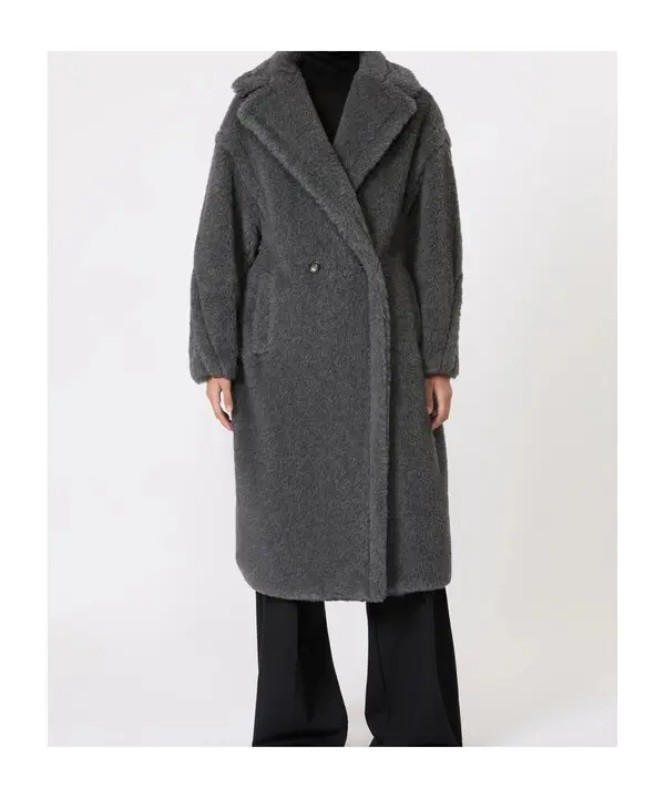 Max Mara Teddy Bear Icon Coat In Wool And Alpaca Dark Grey