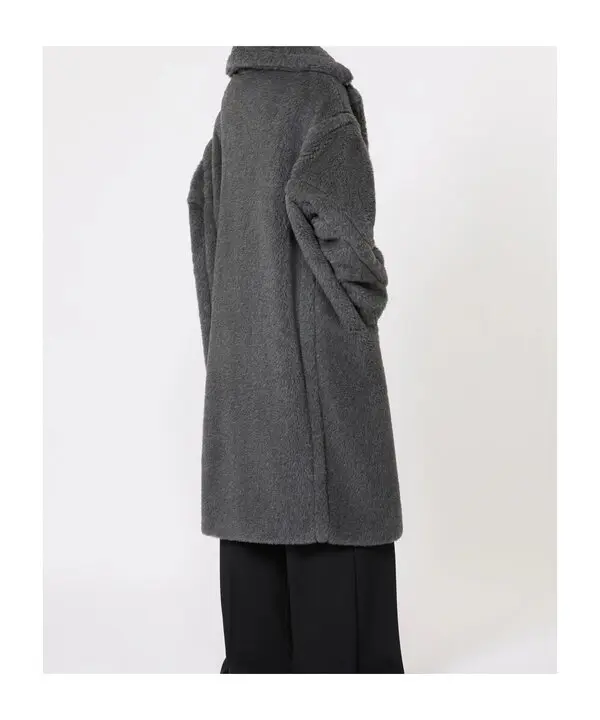 Max Mara Teddy Bear Icon Coat In Wool And Alpaca Dark Grey