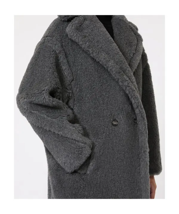 Max Mara Teddy Bear Icon Coat In Wool And Alpaca Dark Grey