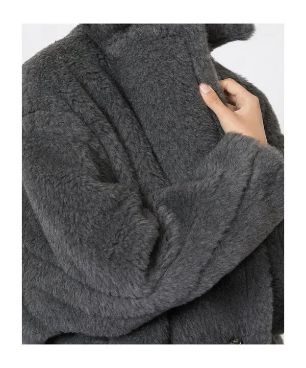 Max Mara Teddy Bear Icon Coat In Wool And Alpaca Dark Grey