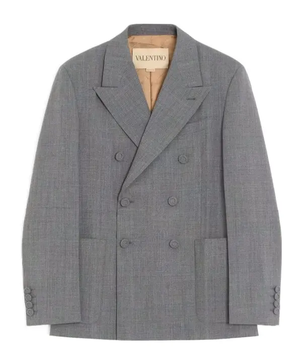 Valentino Garavani Double-breasted Jacket In Mouliné Wool With Pressed Crease