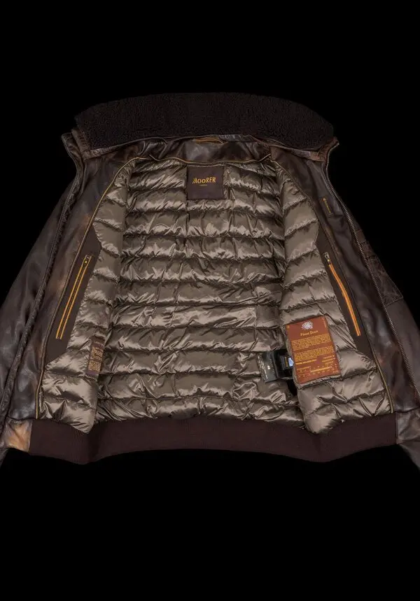 MOORER Long-sleeved Leather Jacket