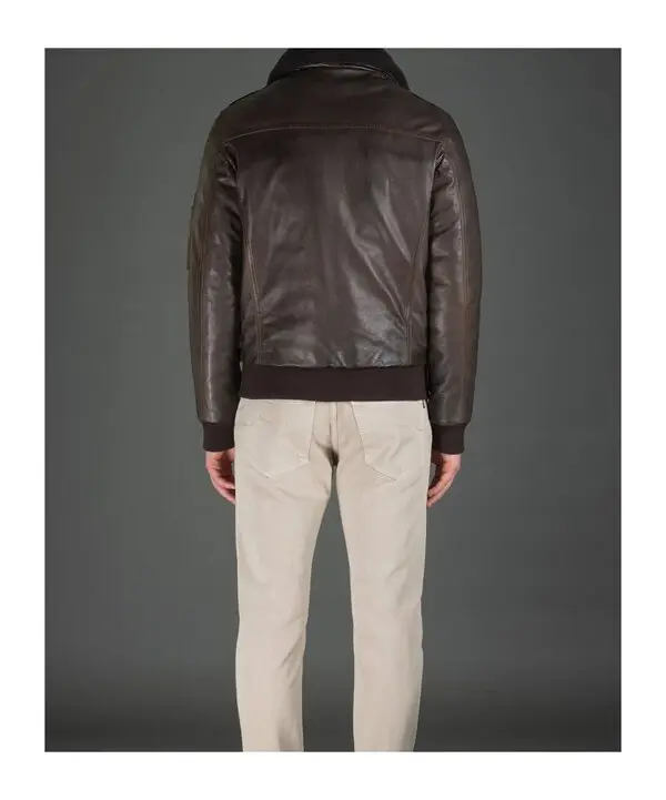 MOORER Long-sleeved Leather Jacket