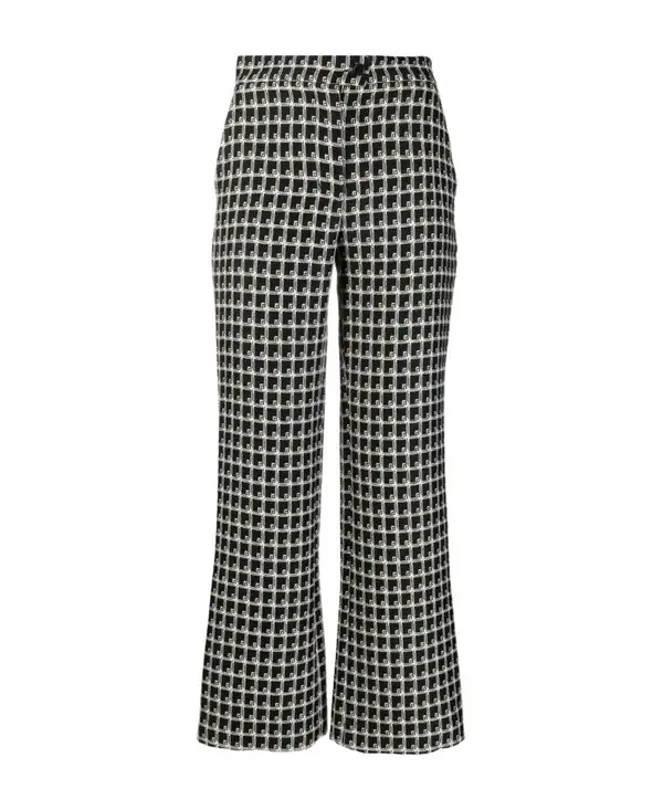 Alberta Ferretti Cropped Geometric-print Trousers