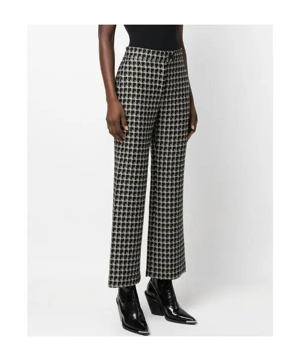 Alberta Ferretti Cropped Geometric-print Trousers