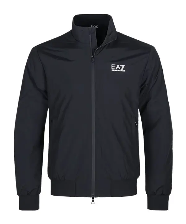 EA7 Logo Printed Zipped Jacket