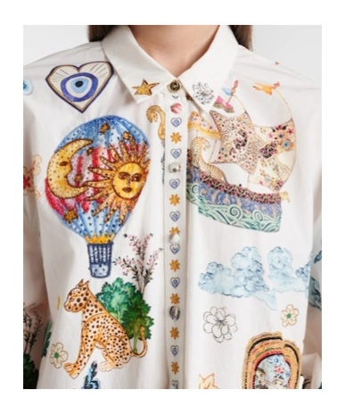Camilla Printed Embellished Cotton Minidress