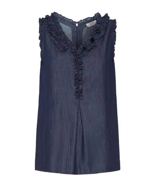 Max Mara Sleeveless Cotton Denim Top