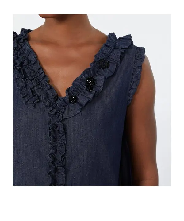 Max Mara Sleeveless Cotton Denim Top