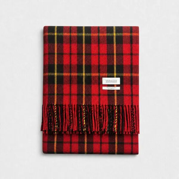 LOOM & COVE Wallace 100% Recycled Wool Tartan Blanket - Red