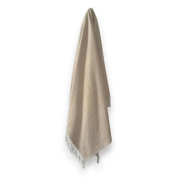 LOOM & COVE Neutrals Sand Herringbone 100% Recycled Wool Tartan Blanket