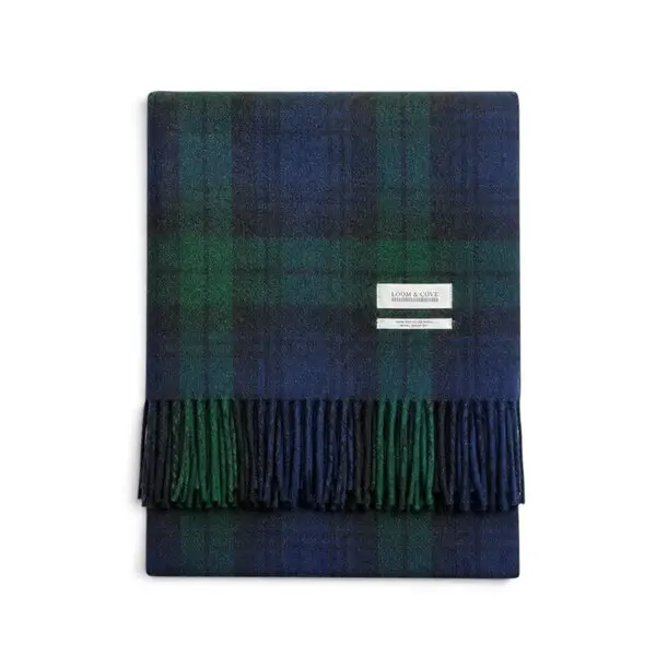 LOOM & COVE Blackwatch 100% Recycled Wool Tartan Blanket - Green