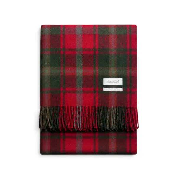 LOOM & COVE Maple 100% Recycled Wool Tartan Blanket - Red