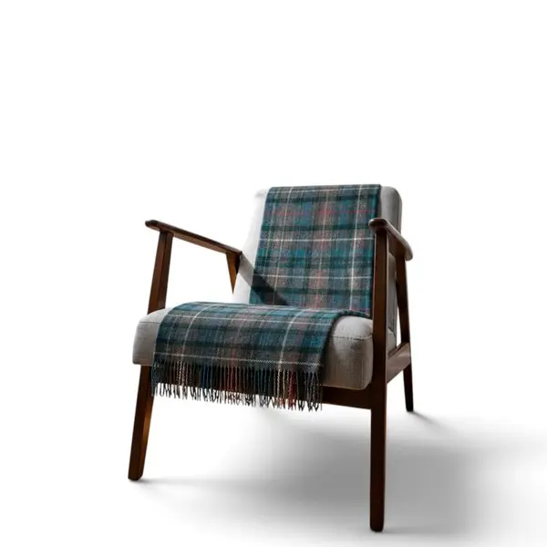 LOOM & COVE Fraser Hunting Weathered 100% Recycled Wool Tartan Knee Blanket - Green